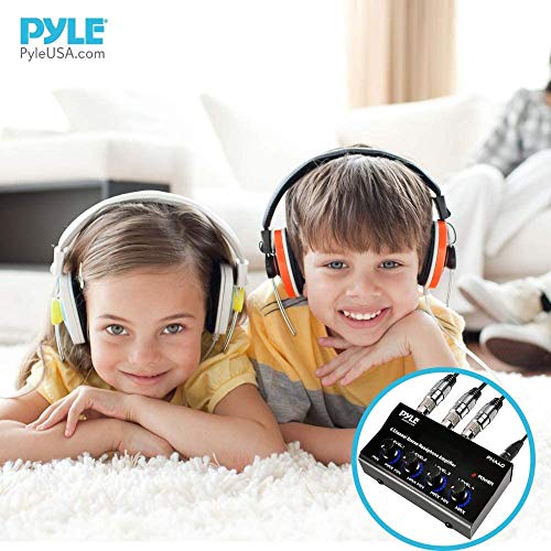 PYLE-PRO 4-Channel Portable Stereo Headphone Amplifier-Professional Multi-Channel Mini Earphone Splitter Amp w/4 ¼” Balanced TRS Headphones Output Jack and 1/4' TRS Audio Input For Sound Mixer-PHA40.