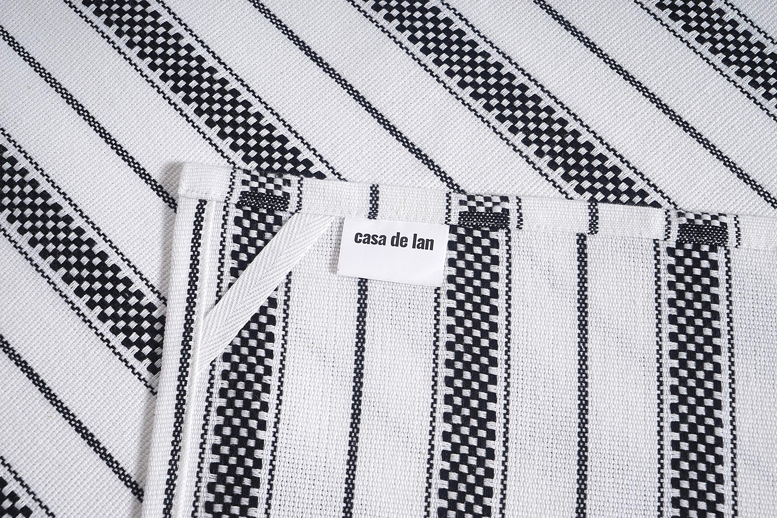 Casa De Lan Premium Kitchen Towels Pack of 6 - Dish Wipes for Kitchen - Chain Stripe Towels - Tea Towels for Kitchen - Hand Cloths - 100% Ring Spun Cotton - 20'' x 30'' - Black