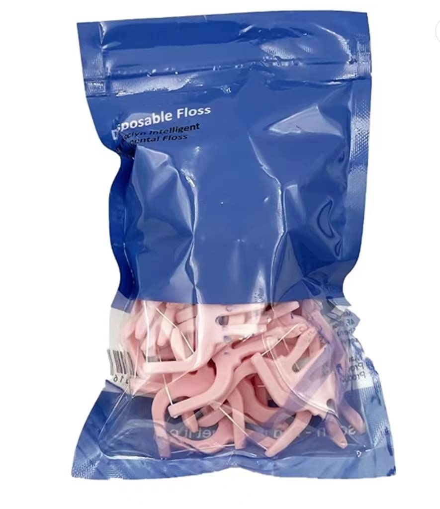 Disposable Floss Picks for Smart Dental Floss - 50pcs/Pack - Pink