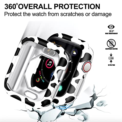 Cow Pattern for iWatch Protective Case Compatible for Apple Watch Case 38/ 40 mm for Apple Watch Series 6/5/4/3/2/1,Ultra Thin HD Clear Soft TPU Edge Cover (38/ 40 mm, Cow)