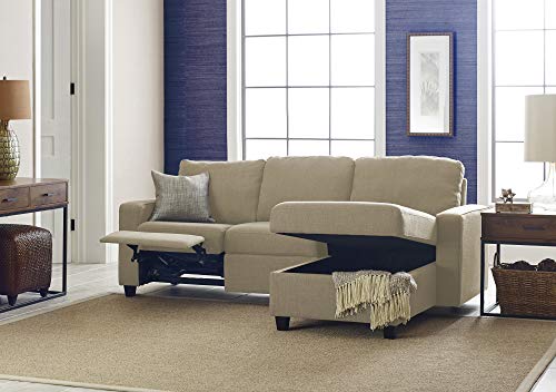 Serta Palisades Reclining Sectional with Right Storage Chaise - Beige