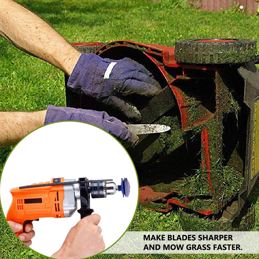Bssay 4 Pack Lawn Mower Blade Sharpener Drill Attachment for Power and Hand Drill Mower Blade Sharpener Lawnmower Blade Sharpener