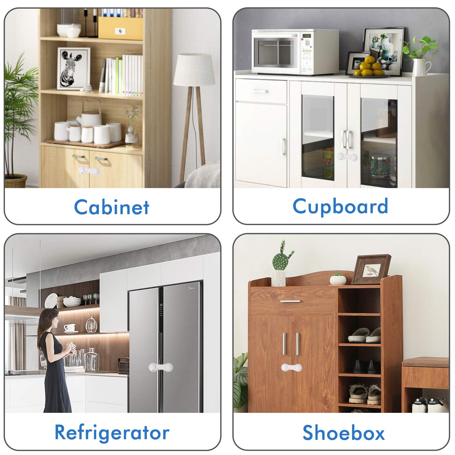 Cabinet Locks for Child Safety - Baby Safety Cupboard Locks 8 Pack - No Drilling Adhesive Baby Proof Drawer Lock Latches for Drawer and Cabinet
