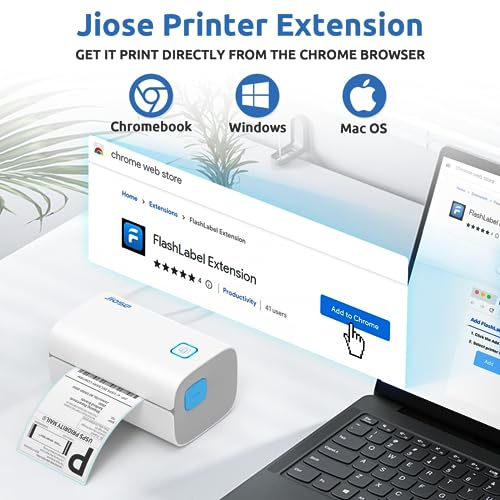 Jiose Thermal Label Printer - 4x6 Label Printer for Small Business Shipping Packages - One-Click Printing on Windows Mac Chrome Systems,Support USPS Shopify Ebay etc (Gray)