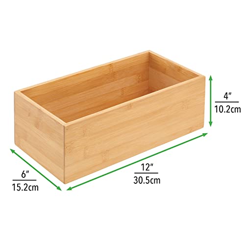 mDesign Bamboo Wood Organizer Storage Bin Box for Kitchen, Pantry, and Drawer Organization; Holder for Snacks, Juice Boxes, Utensils, Tea, Coffee - Echo Collection - 8 Pack - Natural