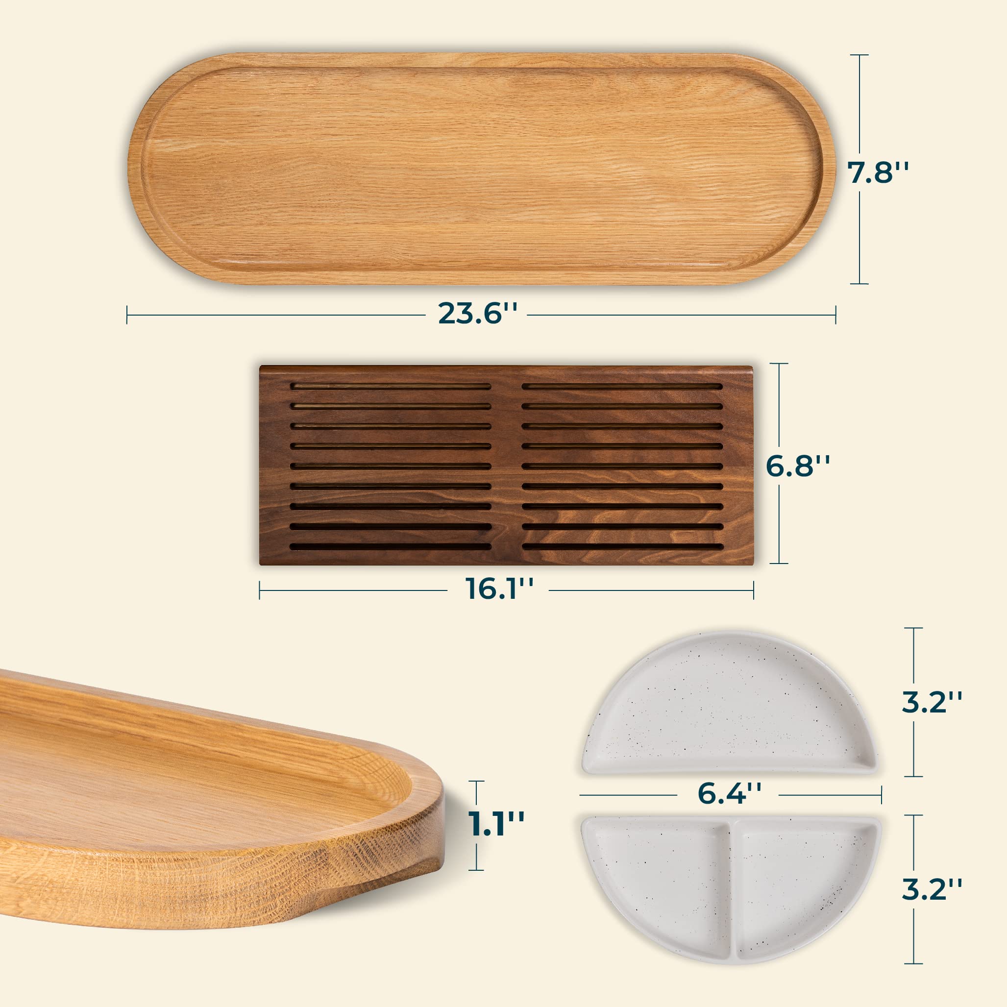 Bread Board and Appetizer Serving Tray with Dipping Bowls. Wooden Serving Platter Ideal for Cheese, Charcuterie, Fruit, Snacks, Chip and Dip. Perfect Wedding or Housewarming Gift by Ziruma.