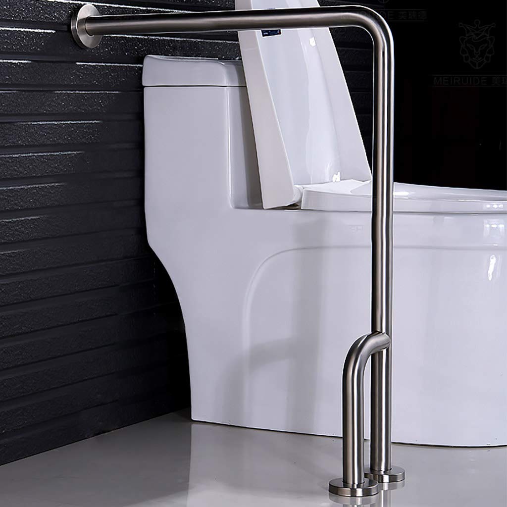 Grab Bar Bathroom Frosted Surface Handrails 304 Stainless Steel Floor Bathroom Safety Rails Barrier-Free H-Shaped Guardrail (Left and Right Models)
