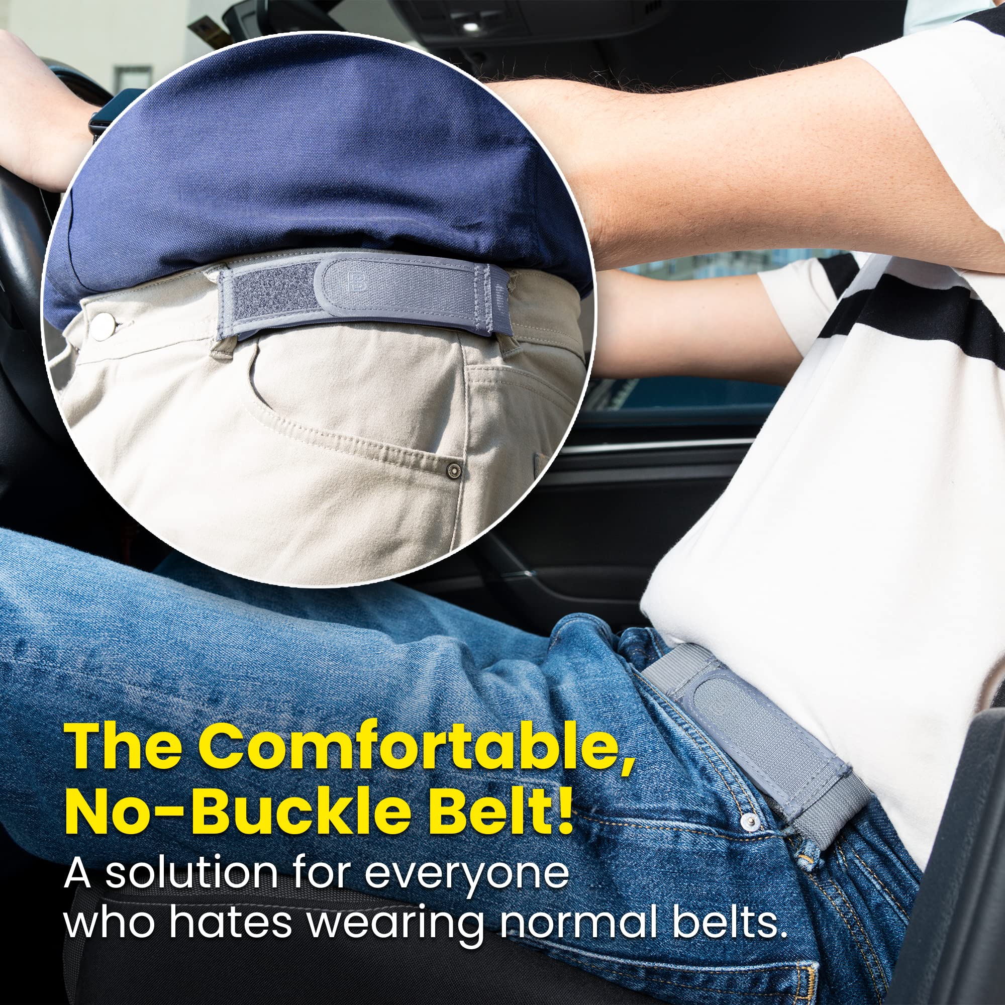 BeltBro Titan Grey 2-Medium No Buckle Elastic Belt For Men β Fits 1.5 Inch Belt Loops, Comfortable and Easy To Use