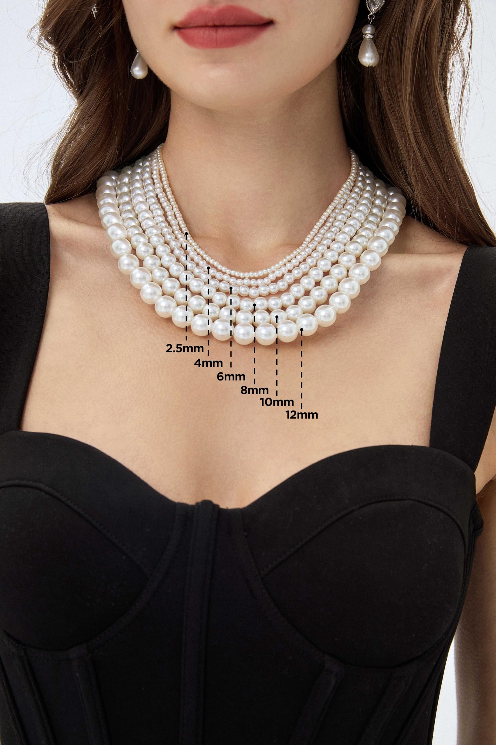 BABEYOND Round Imitation Pearl Necklace Wedding Pearl Necklace for Brides (Diameter of Pearl 8mm)