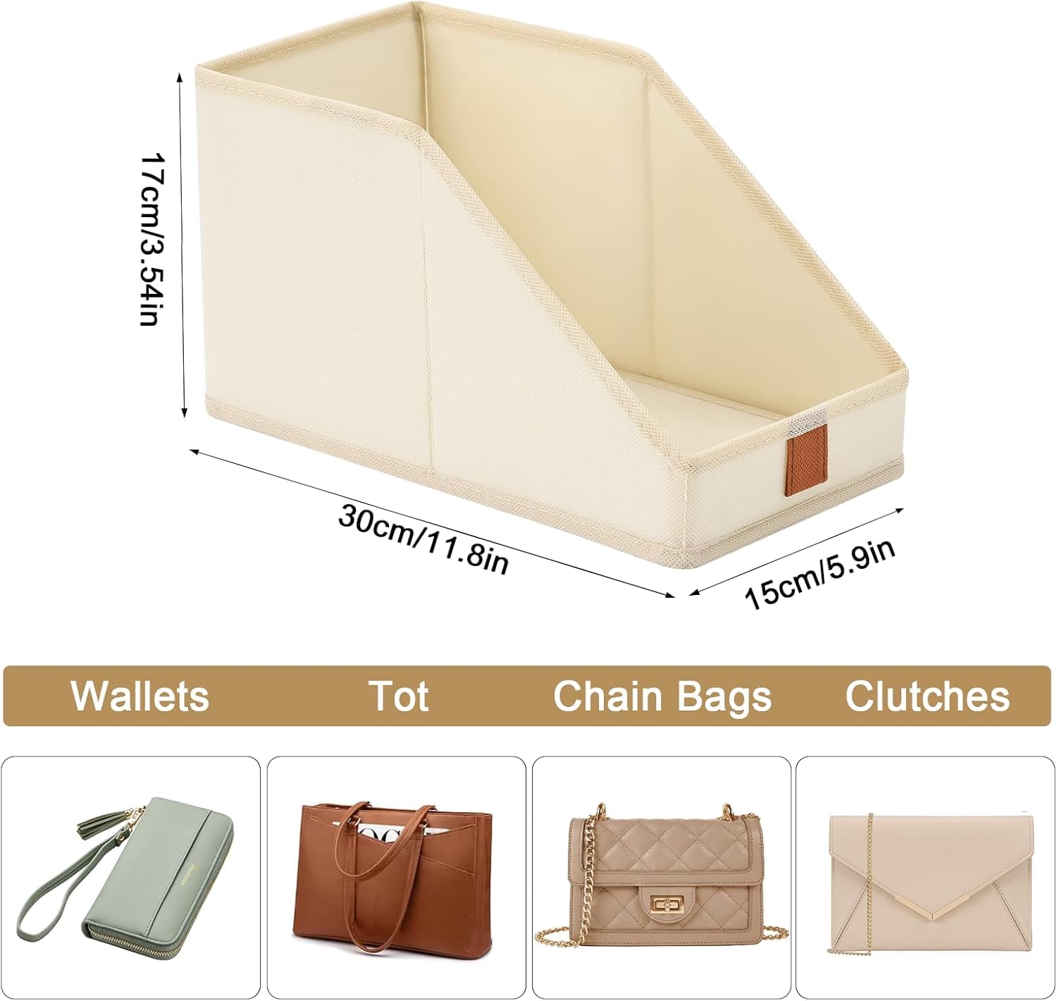 DIMJ Closet Organizers for Purses and Bag Storage, Small Storage Bins Foldable, Storage Baskets for Shelves, Wardrobe, Bedroom, Office - Fabric Cube Storage 6 Pack(Beige, 5.9 x 11.8 x 6.7 in)