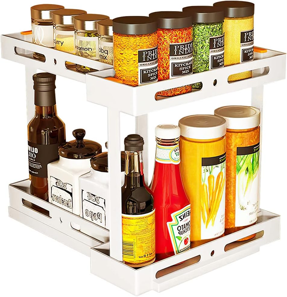 MDHAND Rotating Spice Rack Organizer, Multi-function Spice Rack Organizer For Cabinet, Kitchen Double Layer Rotating Spice Rack Organizer Cabinet/Pantry Wall/Countertop