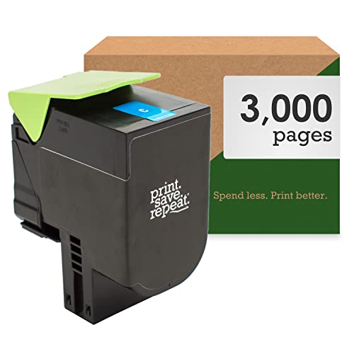 Print.Save.Repeat. Lexmark 801HC Cyan High Yield Remanufactured Toner Cartridge for CX410, CX510 Laser Printer [3,000 Pages]