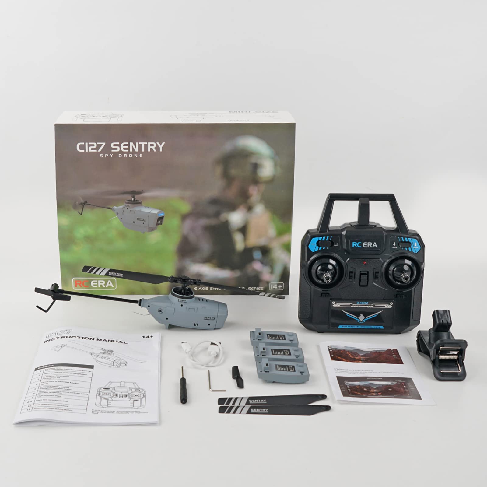 C127 2.4G Remote Control Helicopter with 720P Camera, RC ERA 4CH 6-Axis Gyro, Altitude Hold, Optical Flow Localization, Flybarless RTF Sentry Helicopter, for Kids and Beginners