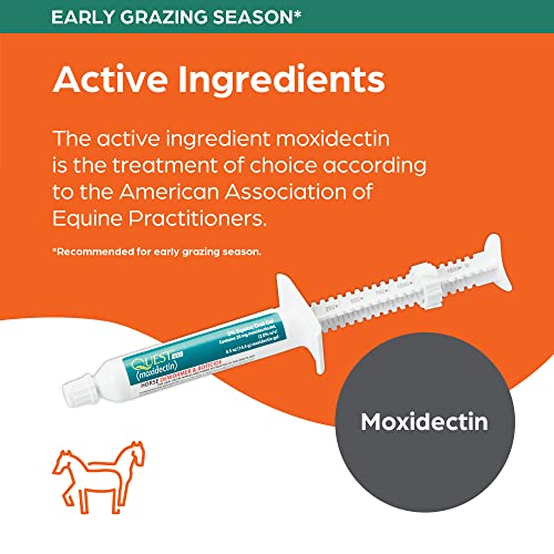 Quest Gel Moxidectin Horse Dewormer, Early Grazing Season recommended for Horses and Ponies 6 months and older, 0.5oz Sure-Dial Syringe