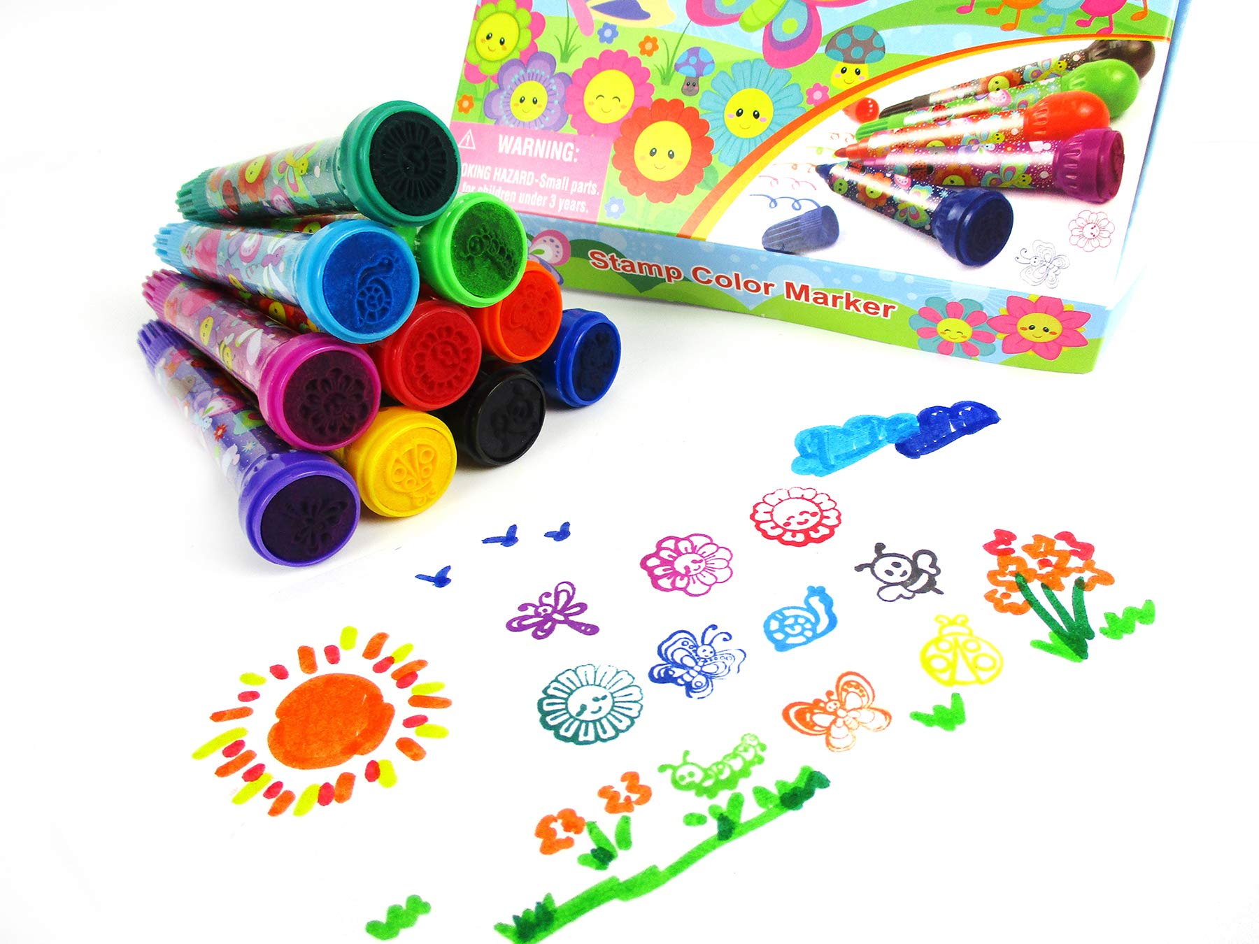 TINYMILLS Spring Flowers Butterfly Stamper Marker Set of 10, Birthday Gift Arts and Crafts Girl Birthday Gift