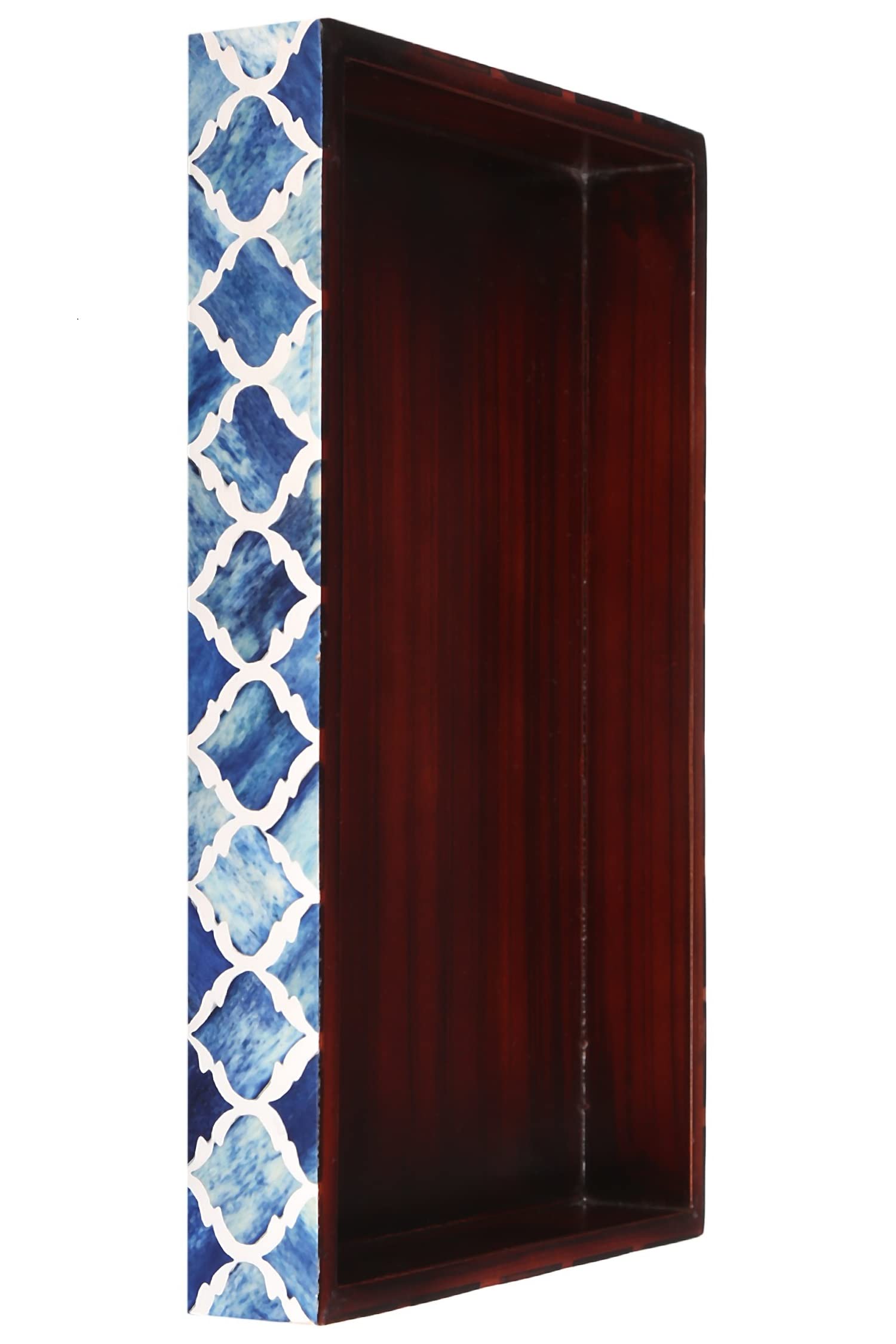 Handicrafts Home Handmade Moroccan Pattern 10x6 Towel Tray - Small Bathroom Tray, Guest Towel Holder, Decorative Napkin Holder, Bathroom Countertop Storage, Kitchen Hand Towel Holder Moroccan Blue