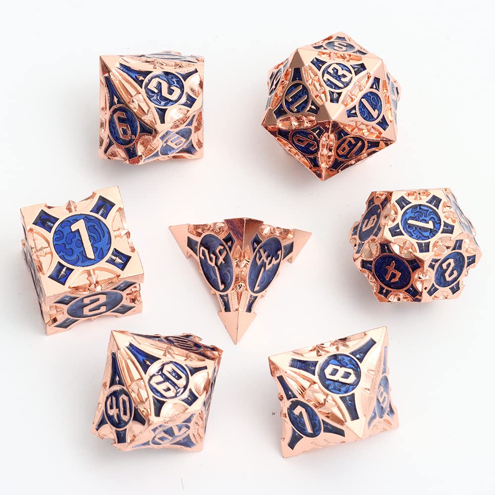 Polyhedral Metal Dice Set,7Pcs Dices D4 D6 D8 D10 D12 D20 Sets,for Board Game,Dungeons and Dragons,DND,Role Playing Games (A02)