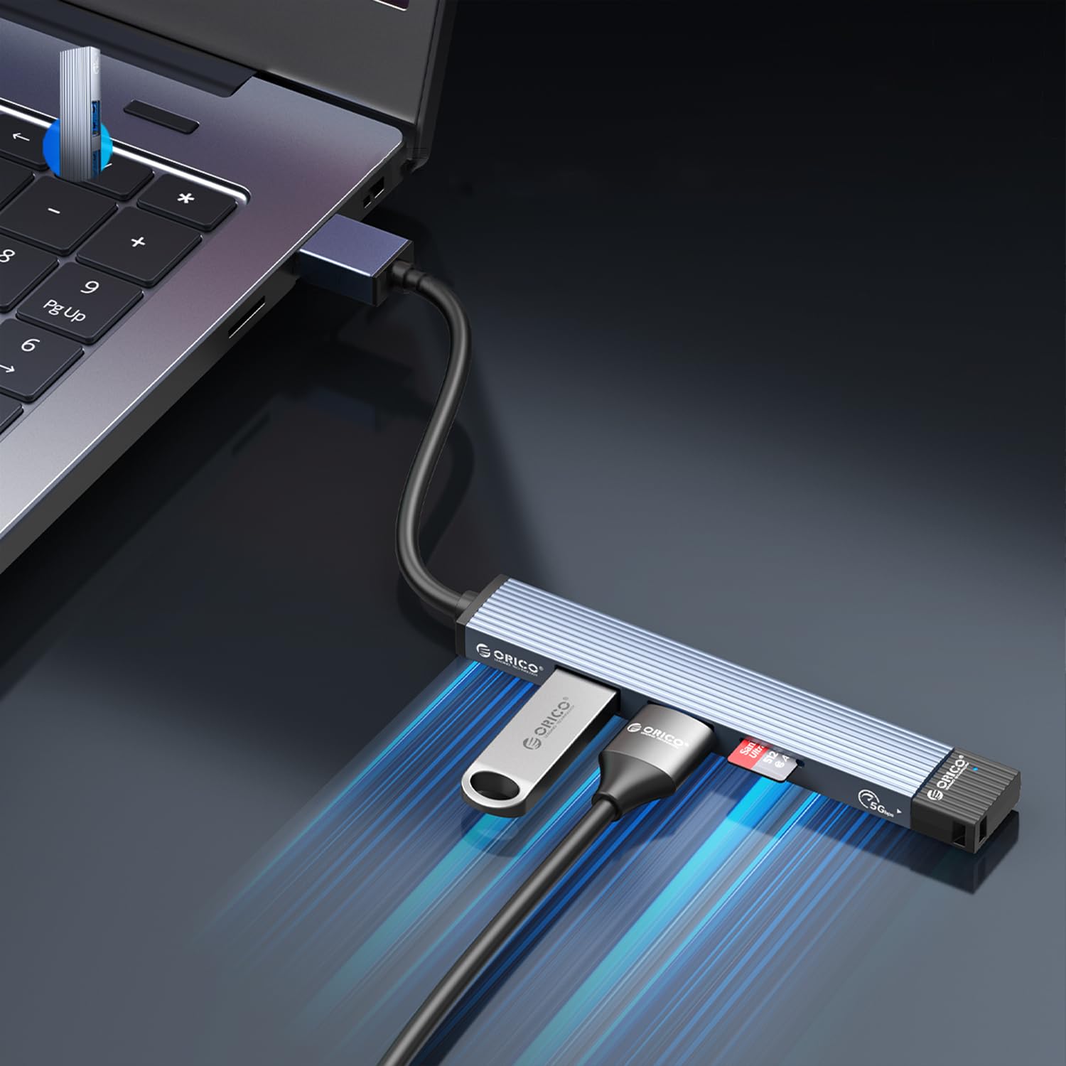Orico Hub USB 5Gbps 1 x USB-A 3.1, 3 x USB-A 2.0, Aluminium