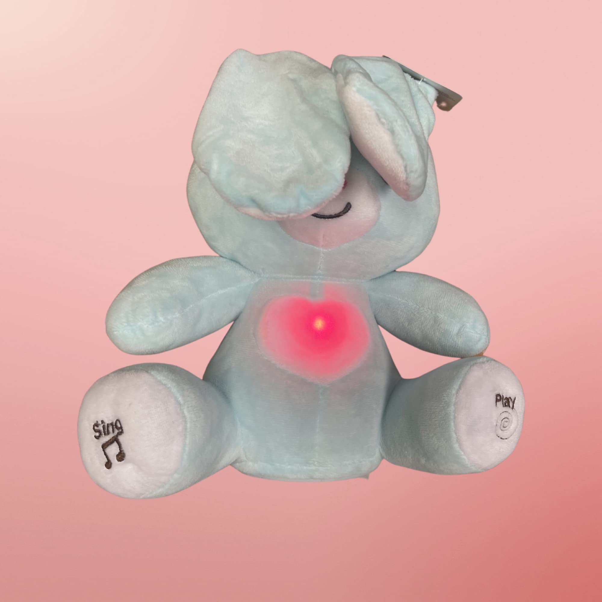 POMPIN Plush Peek A Boo Singing Bunny with Light Up Heart | Easter Bunny Toy | Plays Peek-A-Boo & Sings Do Your Ears Hang Low? | Easter Bunny Gift