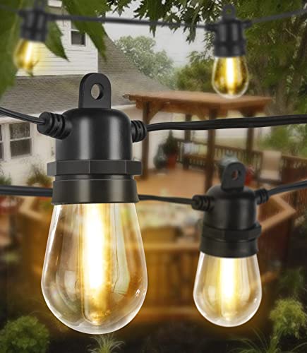 DGE Outdoor LED String Lights 48FT Patio Shatterproof & Waterproof IP65, 18 AWG UL Listed Wire Bright String Light for Patio, Backyard, Gazebo, Porch, Wedding Party