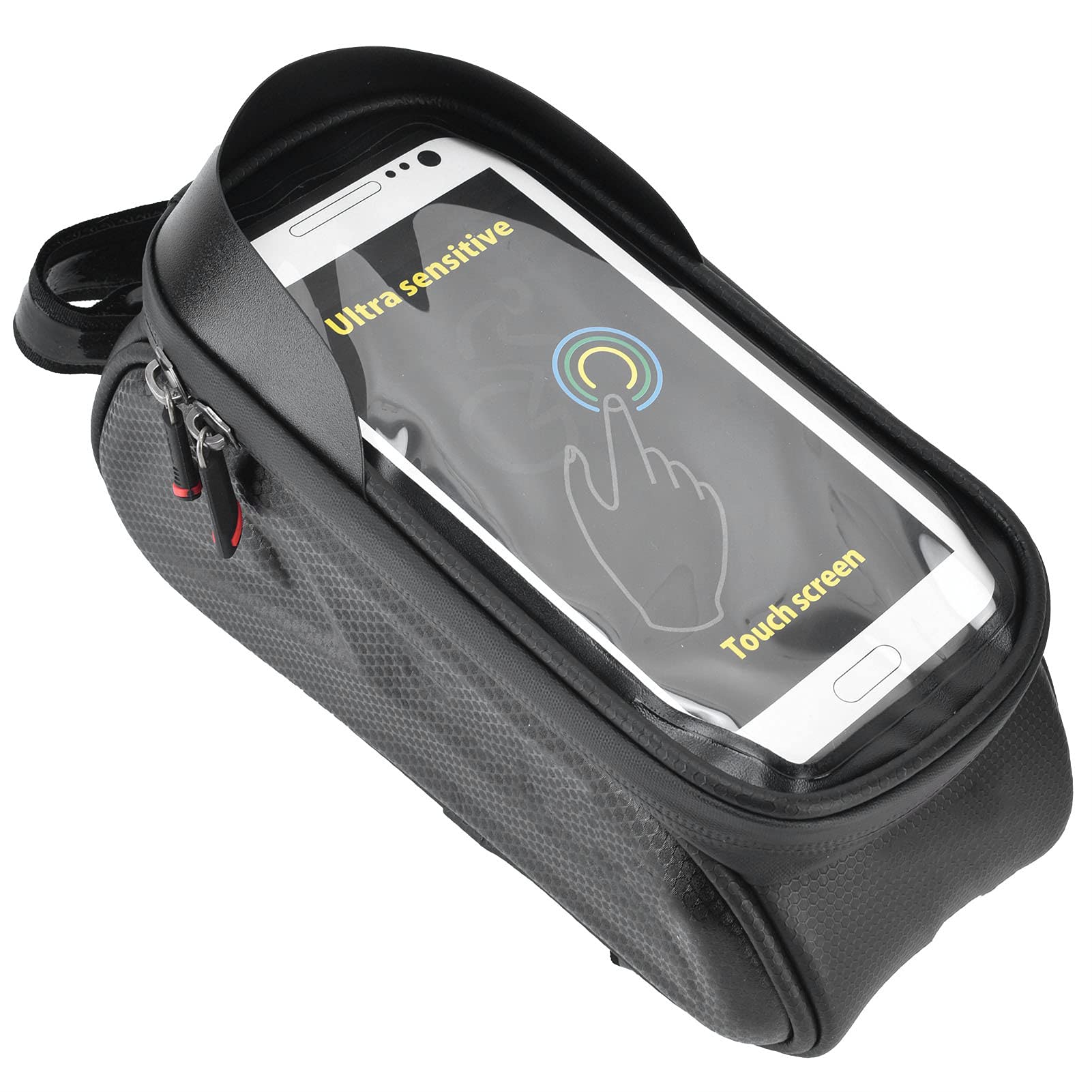 Boxwizard Bicycle Bag Waterproof Mountain Road Bicycle Front Frame Tube Saddle Bag Touch Screen Phone Holder for Outdoor Sports Cycling