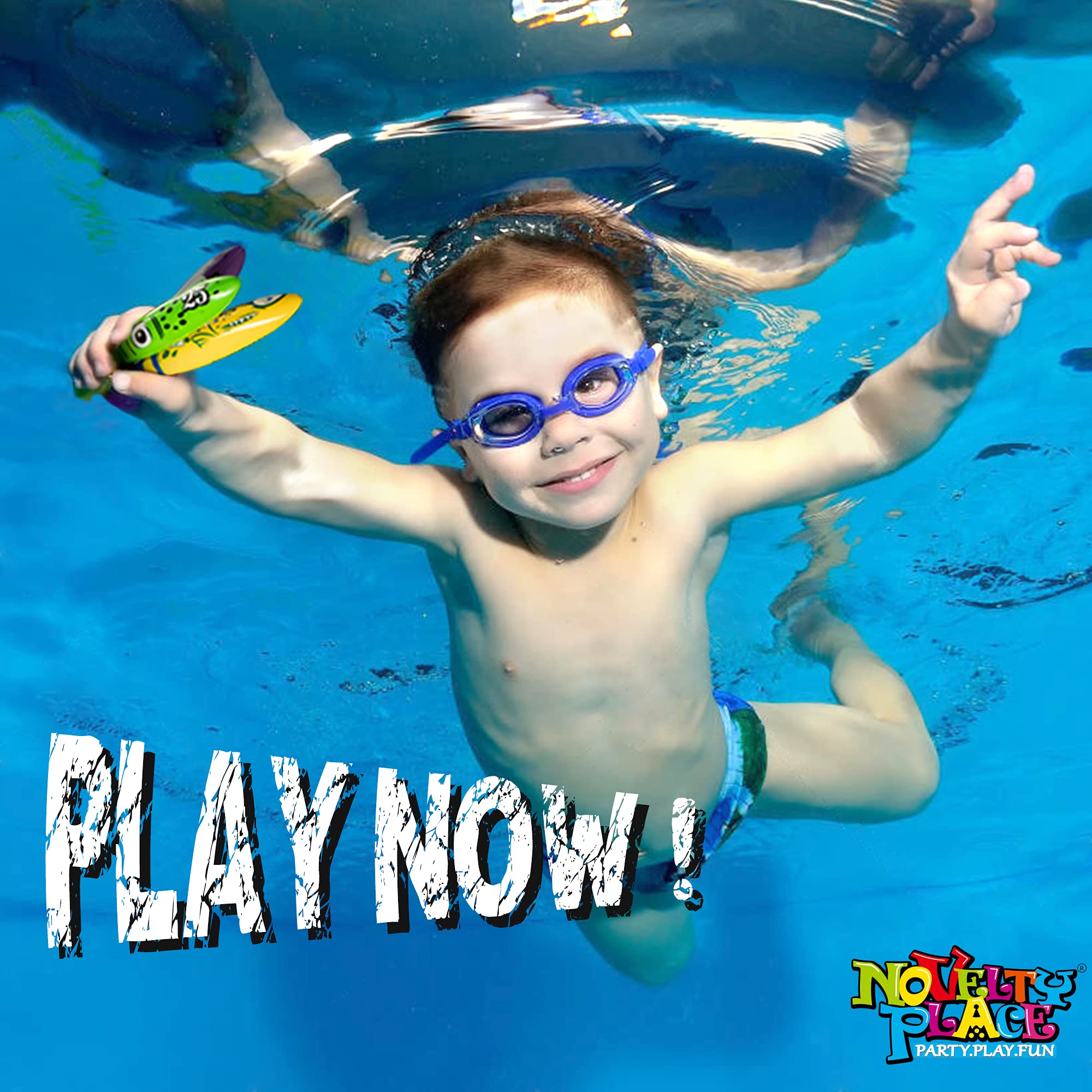 Novelty Place 8 Pack Torpedo Bandits Diving Toy Rockets - Swimming Pool Underwater Game for Kids and Adults - Shark Design 8 Colors