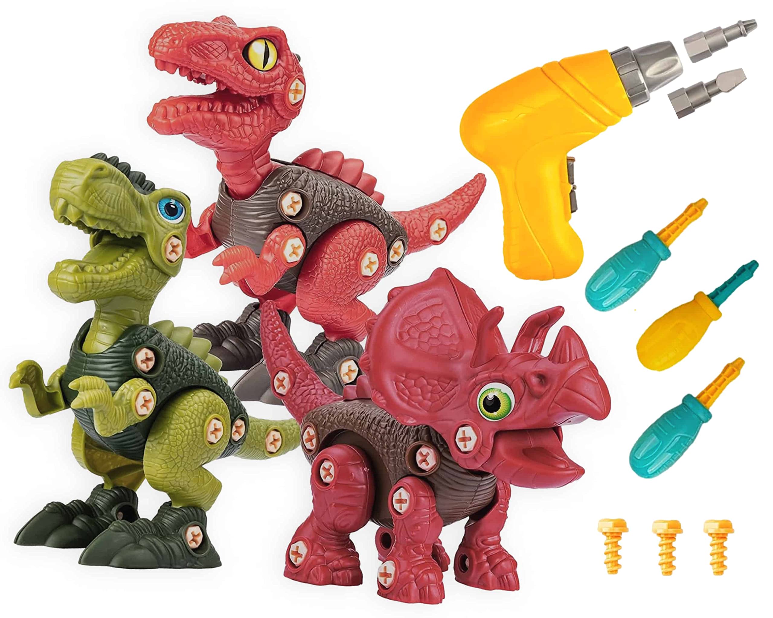 Pop A Giggle Take Apart Dinosaur Toys for Kids 3-5, Dino Toy with Electric Drill for 3 4 5 6 7-Year-Old Boys, Stem Educational Learning Building T-Rex Dino for Birthday Gifts