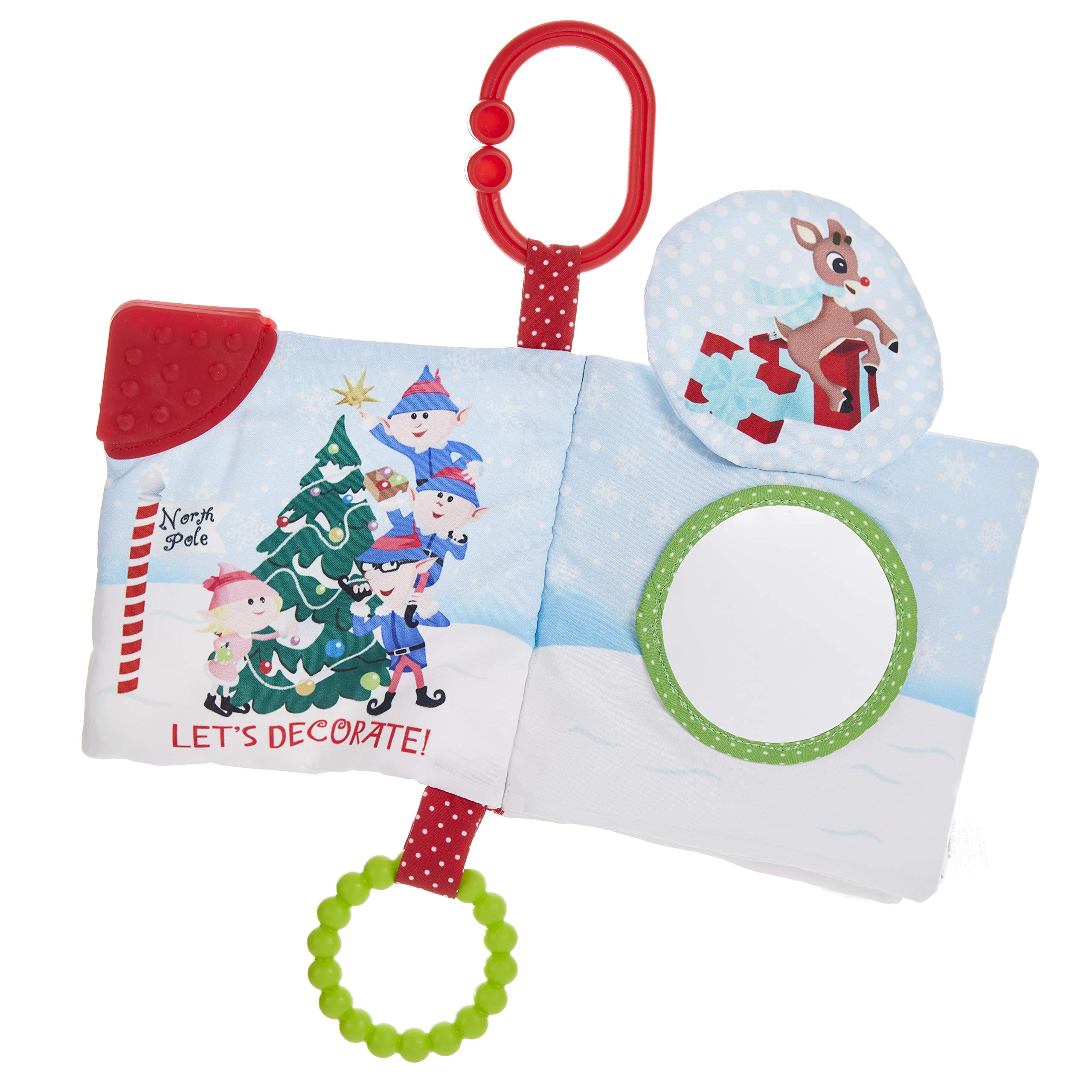 KIDS PREFERRED Rudolph The Red-Nosed Reindeer Set with Stuffed Animal, Plush Rattle, & Crinkle Teether Activity Soft Book, Christmas Holiday Toy, Boys & Girls 0 and up