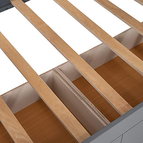 Harper & Bright Designs L-Shaped Twin Size Bunk Bed and Loft Bed with Two Storage Drawers and Guardrail (Grey)
