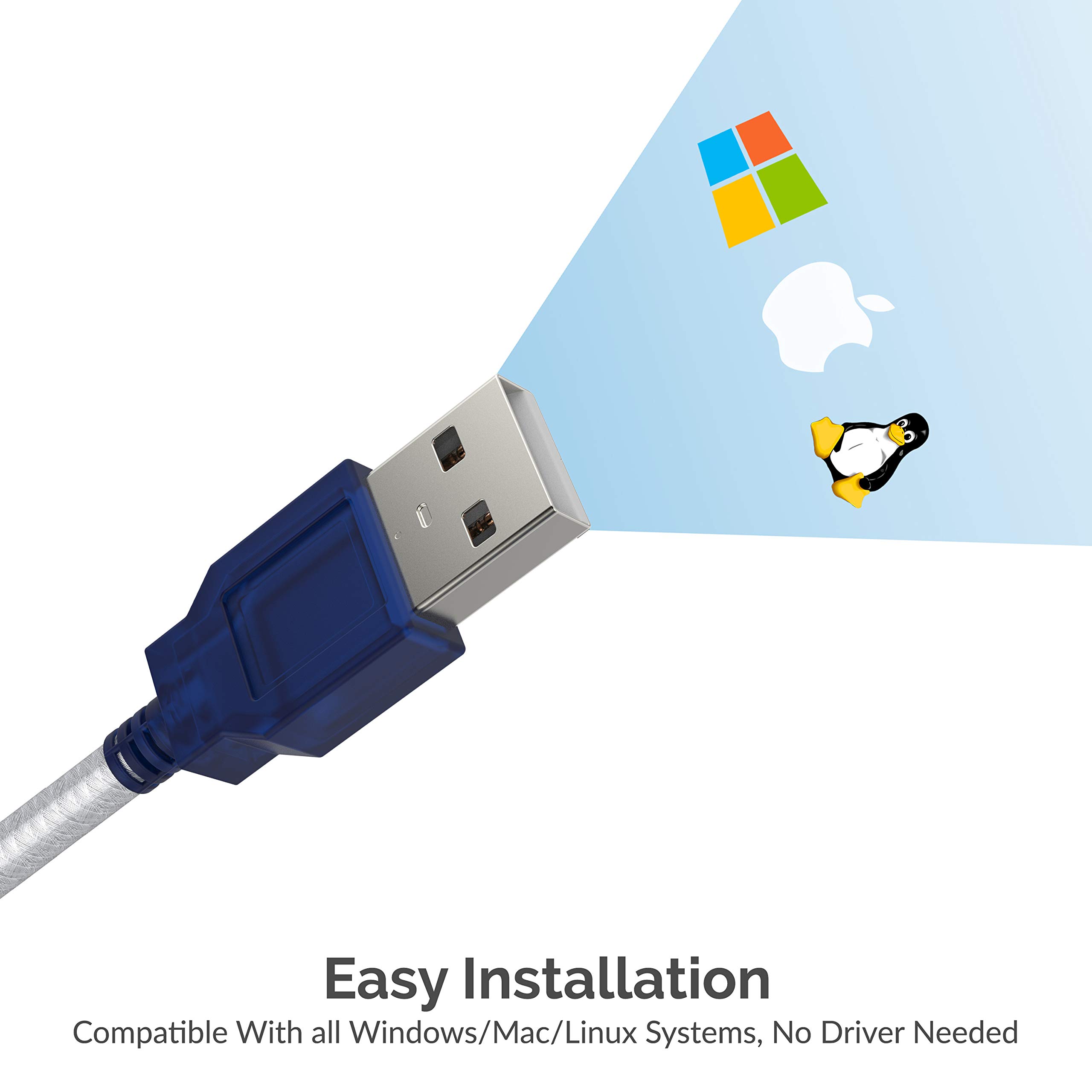 SABRENT USB 2.0 to Serial (9 Pin) DB 9 RS 232 Converter Cable, Prolific Chipset, HEXNUTS, [Windows 11/10/8.1/8/7/VISTA/XP, Mac OS X 10.6 and Above] 2.5 Feet (CB-DB9P)