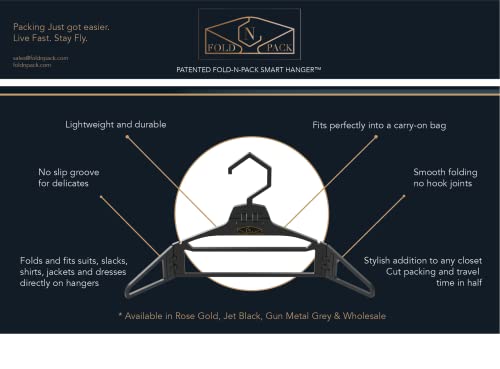 FOLD-N-PACK SMART HANGER (Gun Metal Grey) Save Precious time on Packing, Folding Clothes, Travelling with Our Foldable Hanger That fits Perfectly into Carry on Luggage.