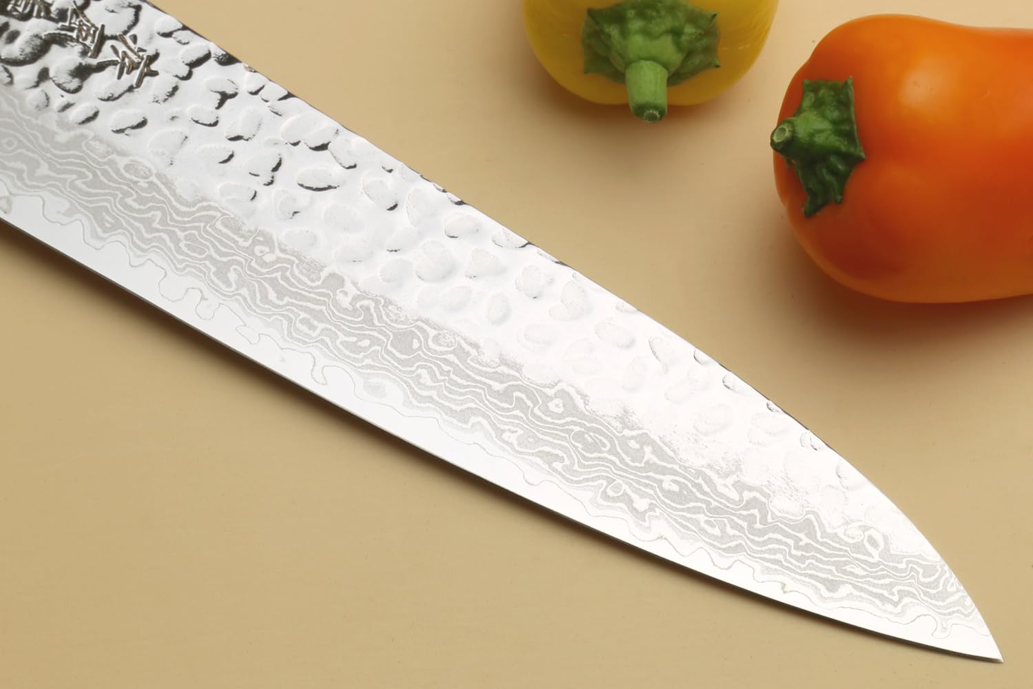 Yoshihiro VG10 46 Layers Hammered Damascus Gyuto Japanese Chefs Knife (Octagonal Shitan Rosewood Handle) (9.5" (240mm)