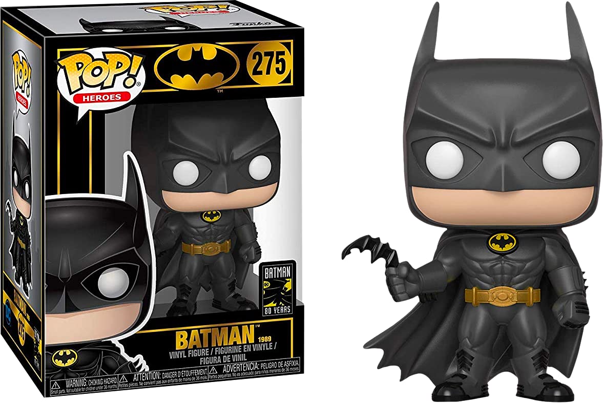 POP DC Heroes: Batman 80th - Batman (1989) Funko Vinyl Figure (Bundled with Compatible Box Protector Case), Multicolor, 3.75 inches