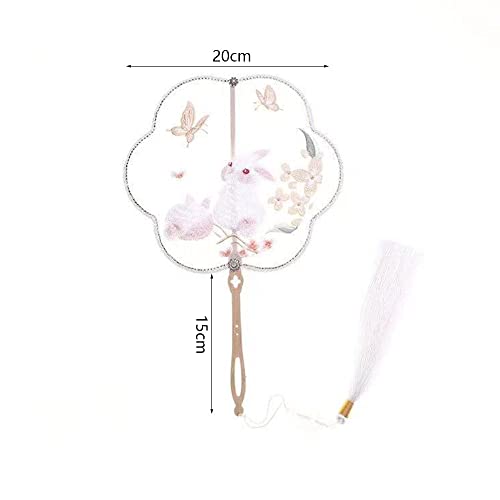 Chinese Style Embroidery Fan with Long Handle Tassel Ancient Style Cheongsam Dance Hand Fan DIY Hanfu Decoration Photography Prop(7)