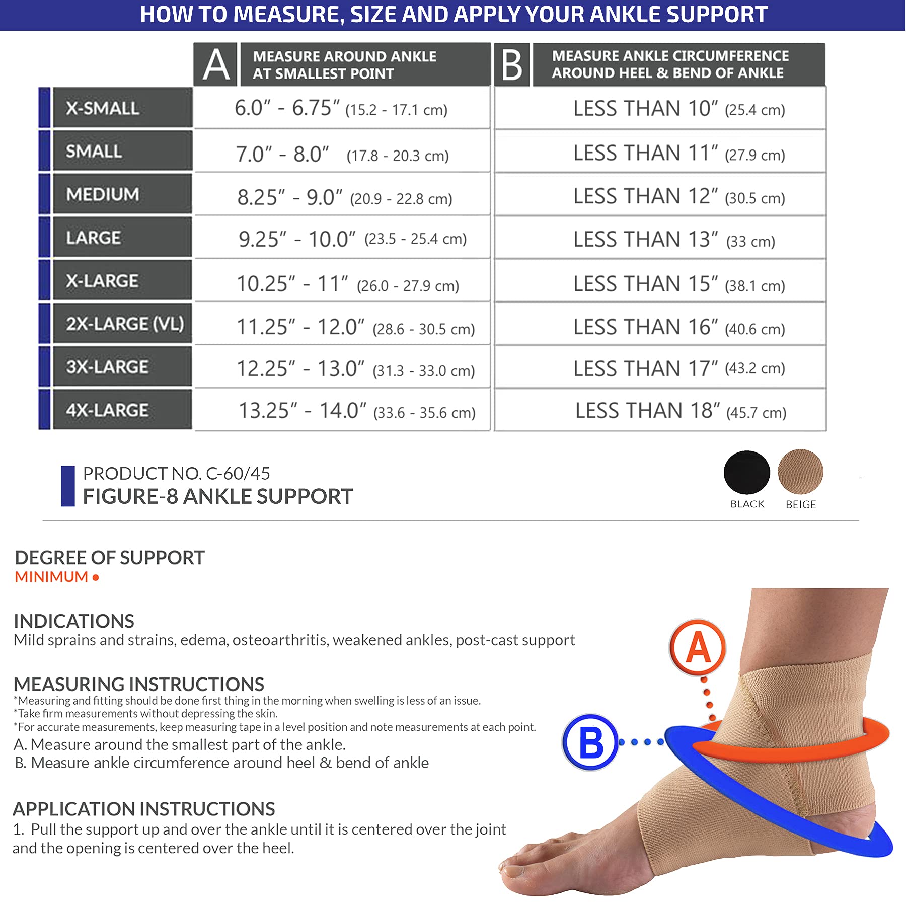Champion Ankle Support, Figure-8 Style, Knit Elastic, Medium