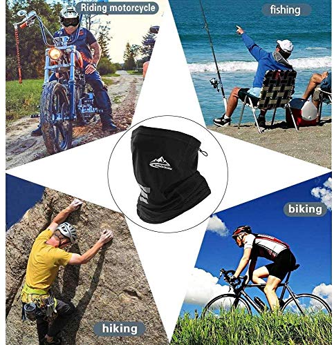 Breathable neck protective mask scarf, dustproof, sunscreen, cool, light, windproof, suitable for sports outdoor fishing, hiking, unisex (black)