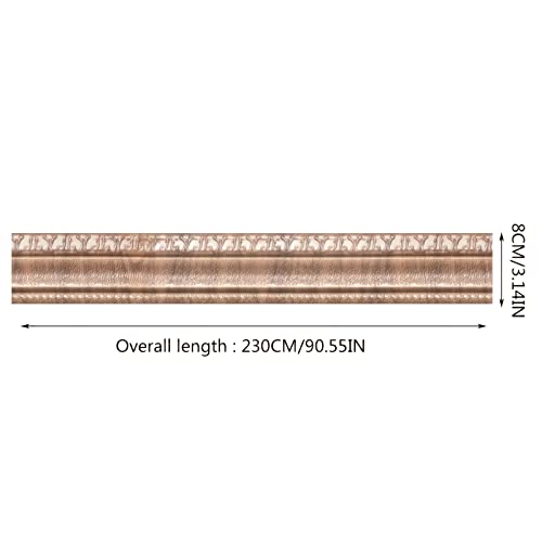 Puoxiuna 1PC Peel and Stick Trim Molding Wallpaper Border Wall Panels 90x3In Foam Molding Trim Self-Adhesive Skirting Line Waterproof 3D Wall Sticker Baseboard Decorative Strips for Bathroom Kitchen
