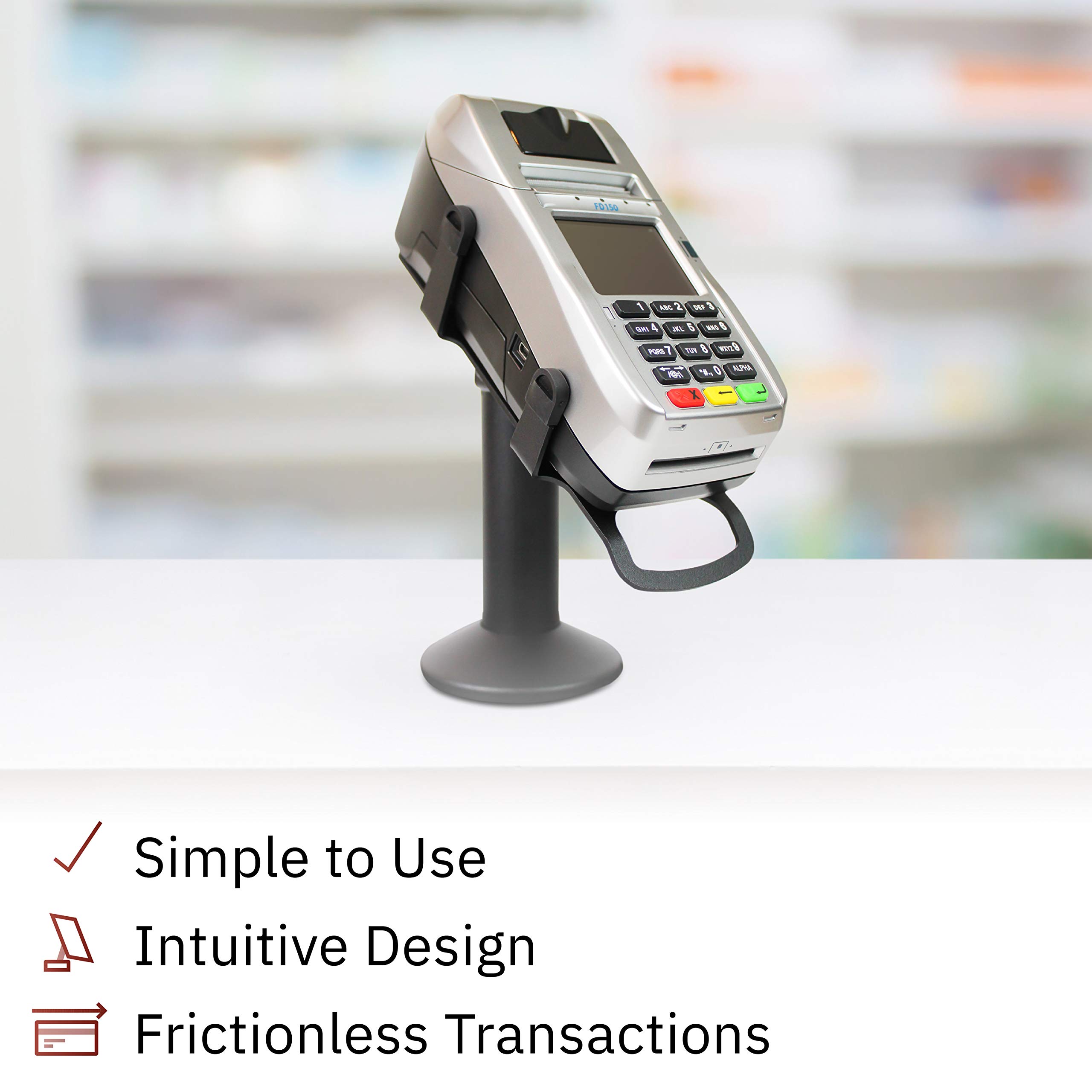 Discount Credit Card Supply DCCStands Swivel and Tilt First Data FD130 / FD150 POS Terminal Stand, Screw-in and Adhesive - Black