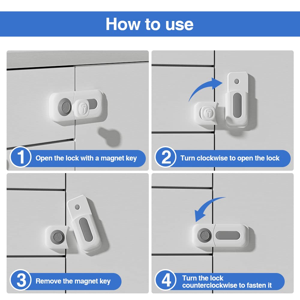 Dlafukids Magnetic Baby Proofing Cabinet Locks-Child Safety Locks for Drawers, Dishwasher,Oven,Refrigerator(6 Locks with 1 Key)-Easy Installation with 3M Adhesive