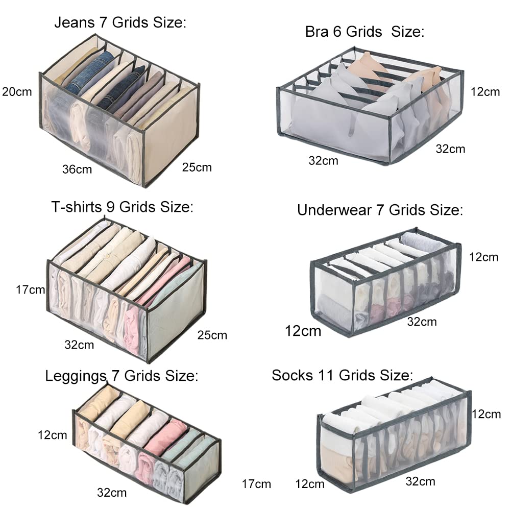 Wardrobe Clothes Organizer - Portable Closet Organizers for Jeans, T-shirt, Leggings, Socks, Storage Containers Baskets with Multiple Layers , Save Space Clothing Storage Bins