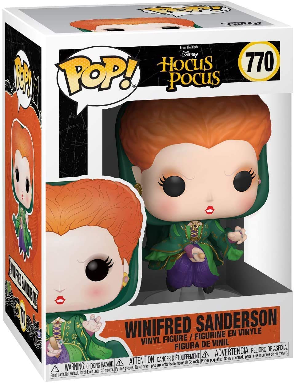 POP Disney: Hocus Pocus - Winifred Sanderson Flying Funko Vinyl Figure (Bundled with Compatible Pop Box Protector Case), Multicolored, 3.75 inches