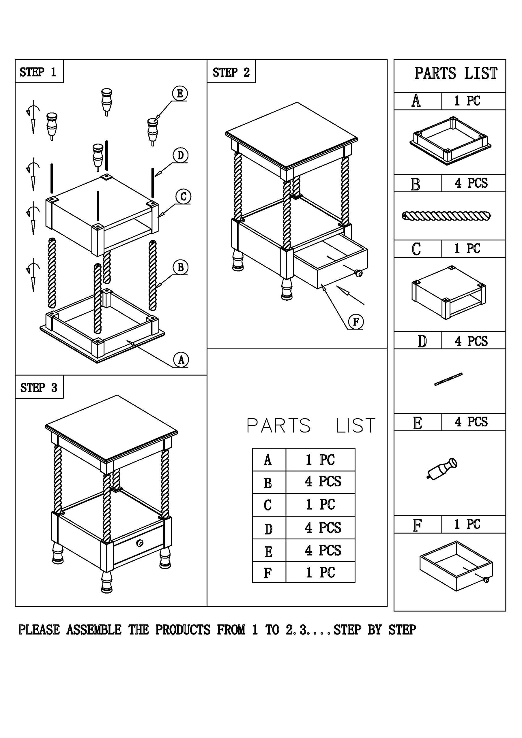 Frenchi Home Furnishing Night Stand/End Table