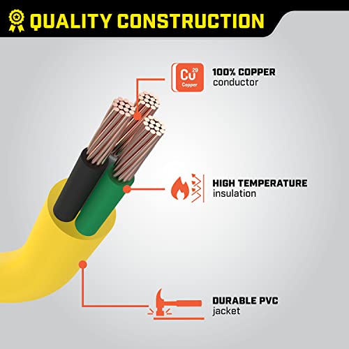 Champion Power Equipment 48034 25 ft. 30A 125V Generator Power 3750 Watts (L5-30P to Three 5-15R) Extension Cord, yellow