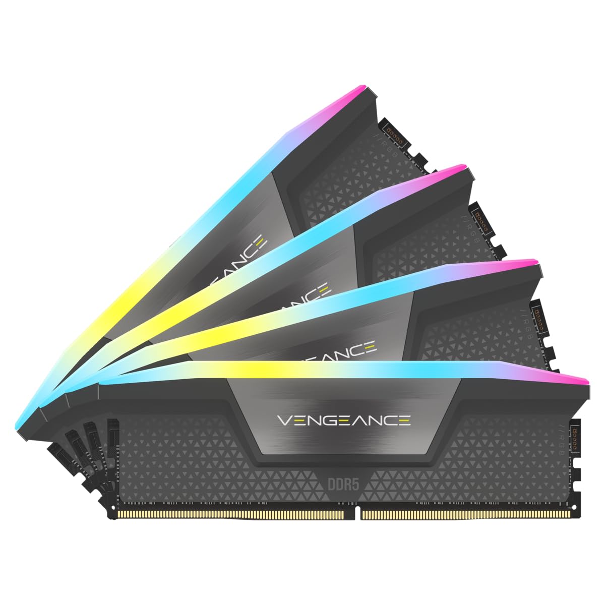 CORSAIR VENGEANCE RGB DDR5 64GB (4x16GB) DDR5 5600MHz CL36 AMD EXPO Intel XMP iCUE Compatible Computer Memory โ Gray (CMH64GX5M4B5600Z36)