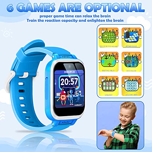 Kids Smart Watch with 90°Rotatable Camera Smartwatch Touch Screen Kids Watch Music Pedometer Flashlight Games Digital Wrist Watch for Boys