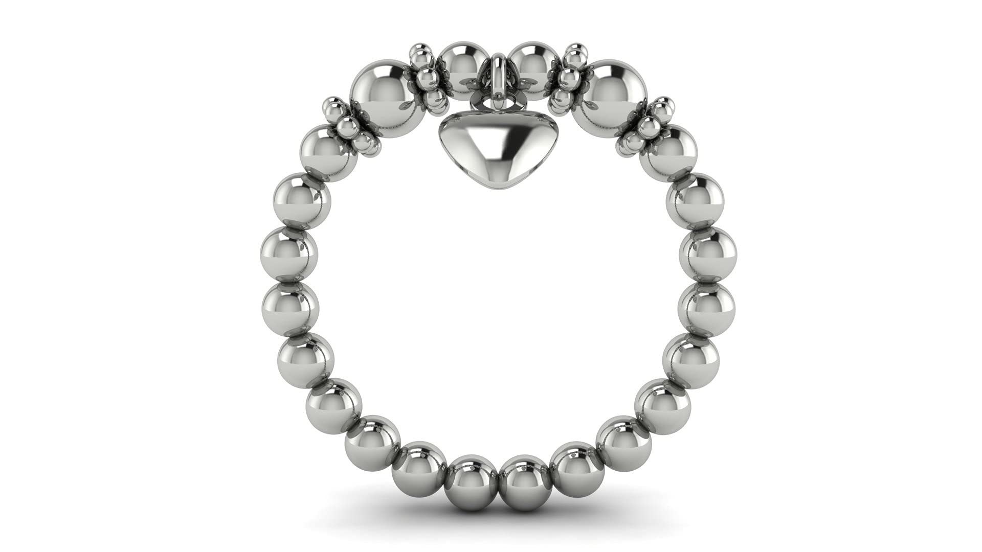 Beaded Ring Stretch Elasticated Stacking 925 Sterling Solid Silver Finger/Thumb Rings for Women & Girls (Sparkle Ring)