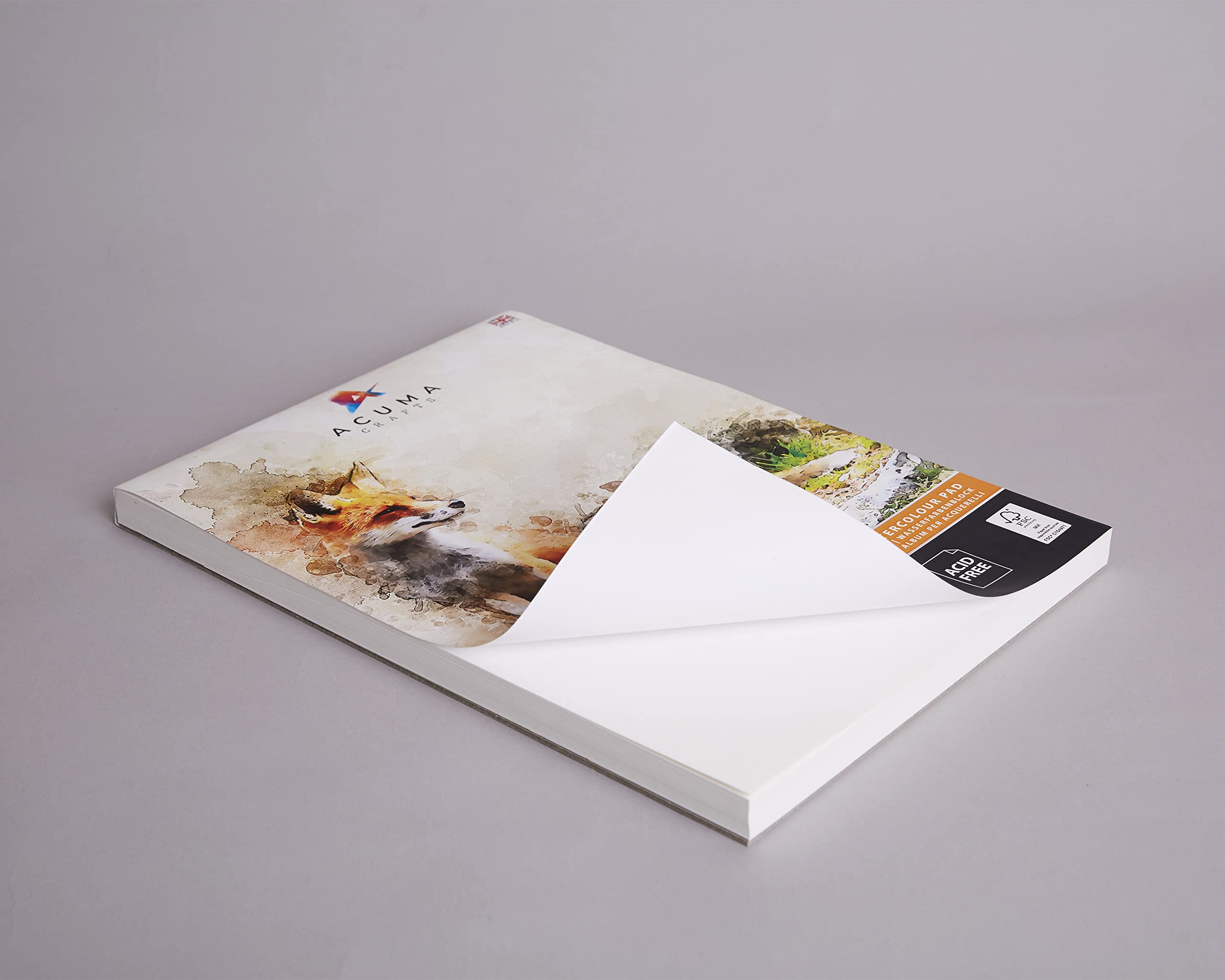 Watercolor Paper Artist Art Pad 35 Sheets, 140lb/300 GSM, Glue Bound, Acid Free, Cold Pressed for Artists Drawing and Sketching Techniques, Made in UK