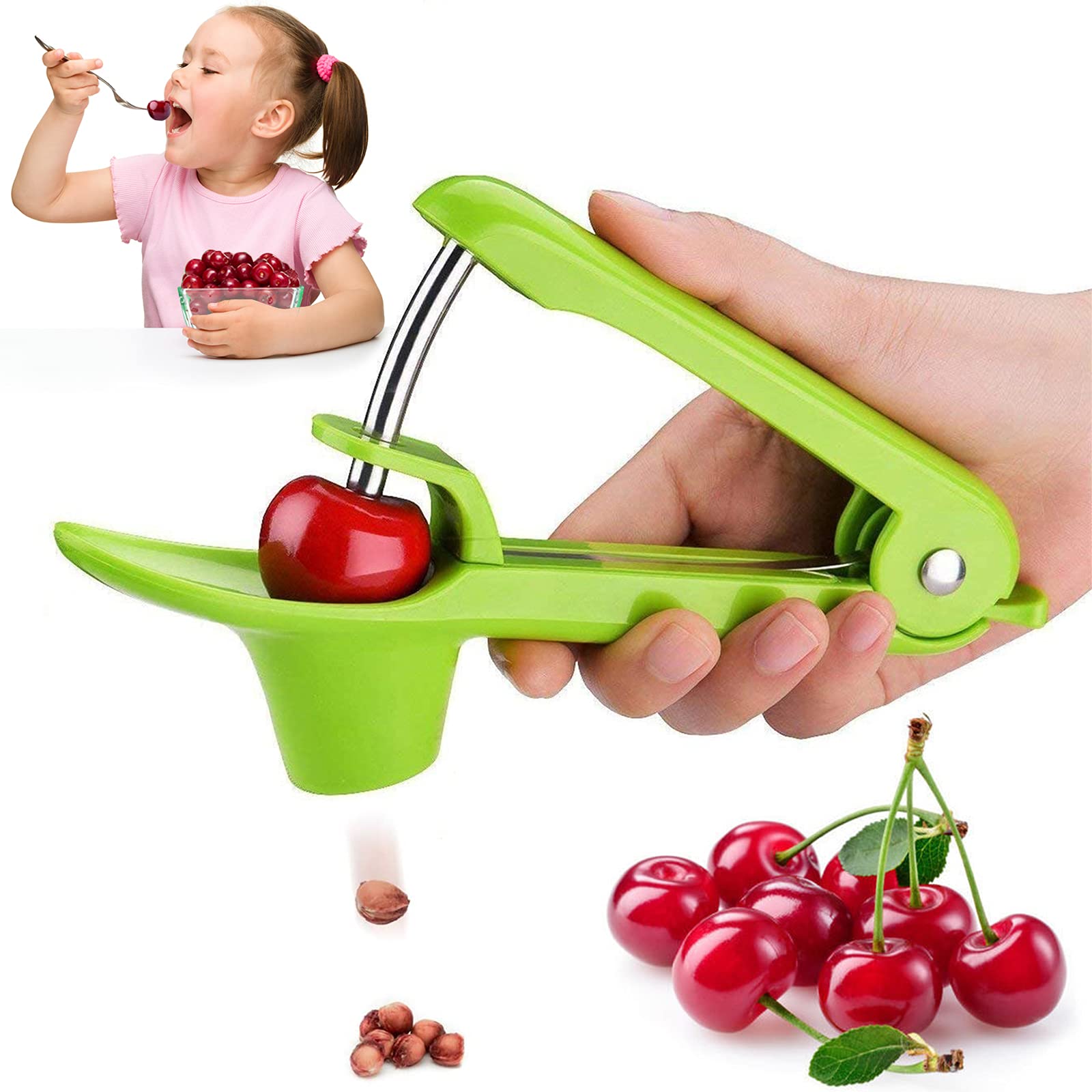 Cherry Pitter Tool, Olive Pitter Tool, Cherry Pitter Remover Stoner Corer Tool with Space-Saving Lock Design Cherry Pitter Suitable for Make Fresh Cherry Dishes, Cherries Pie,Jam Cocktail Cherries
