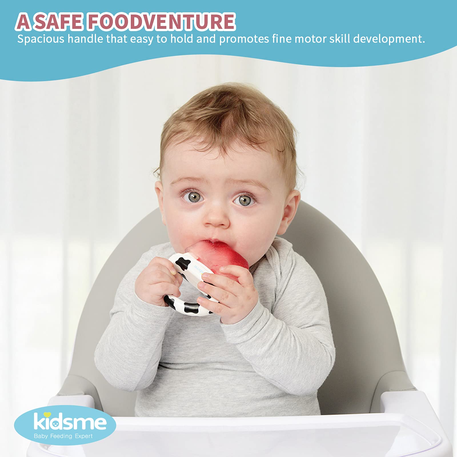 Kidsme Cooling Teething Rings for Babies, Baby Teether for Babies 0-6 Months, BPA-Free Silicone Baby Teething Toys for Breastmilk, Smoothies, Water, Purees, Juice & More