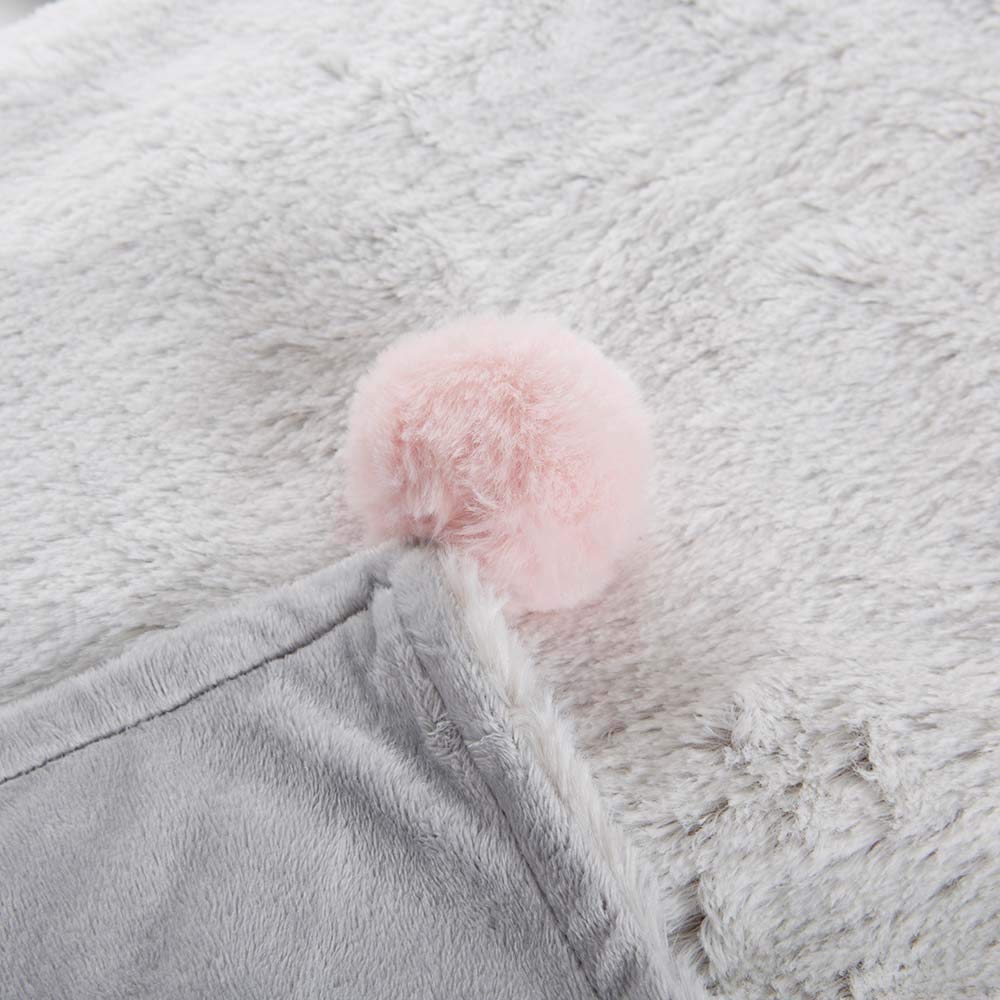 Baby Aspen Luxury Baby Blanket and Bunny Rabbit Rattle Gift Set - Pink/Light Gray/Light Pink